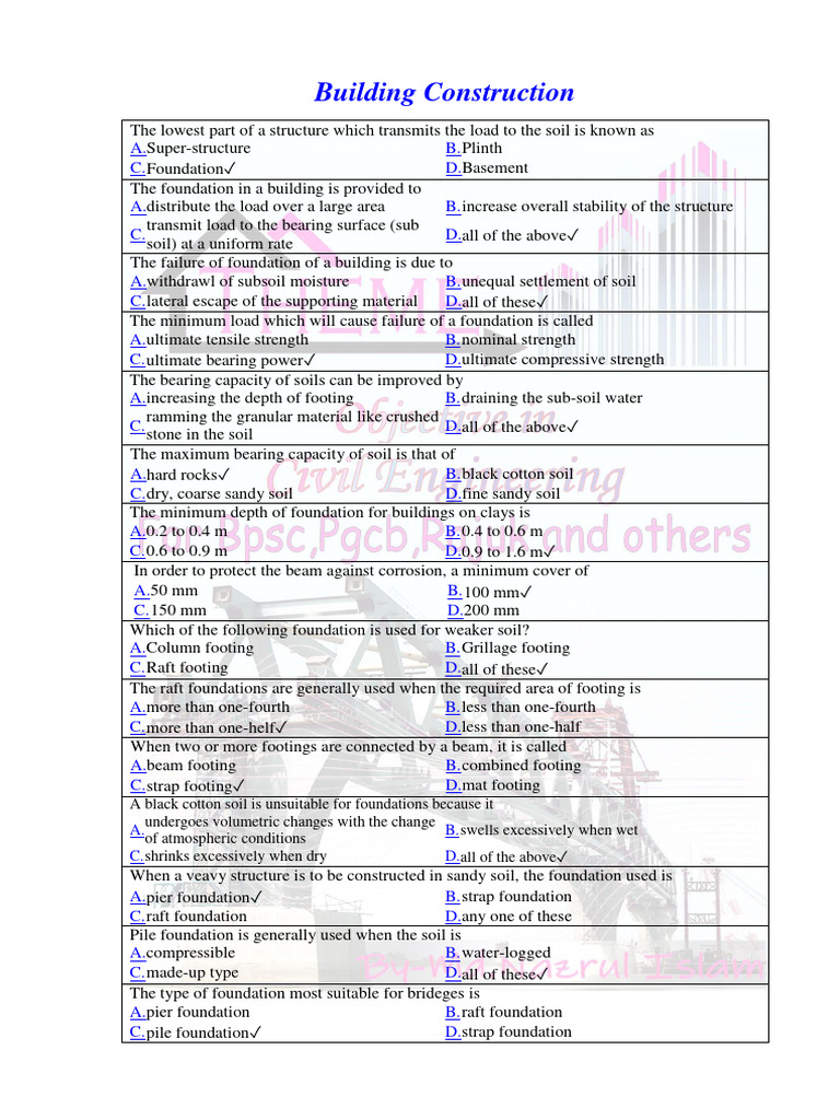Building Construction | PDF | Deep Foundation | Cement