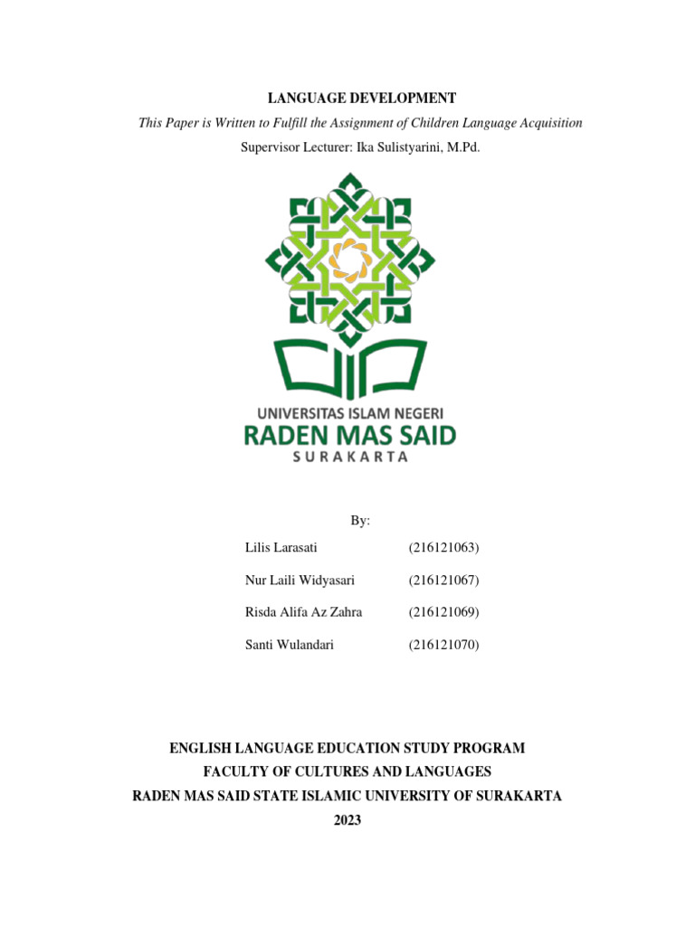 Group 7 Language Development Pdf Language Development Language