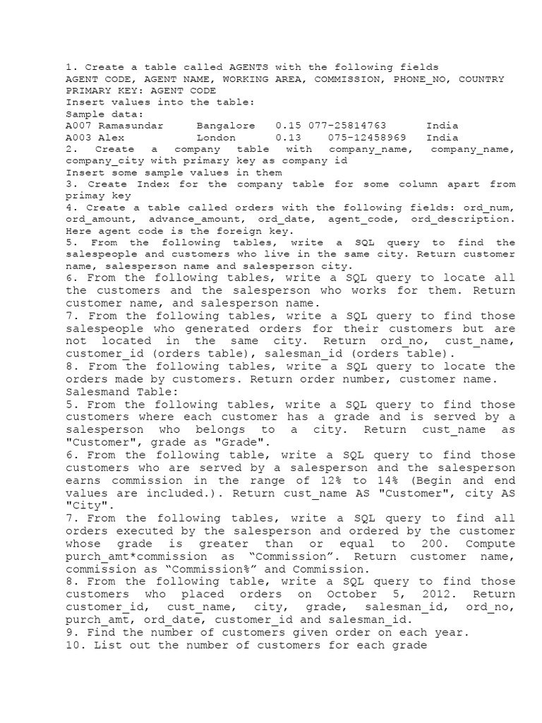 SQL Queries For Interns For Practice - MKEC, VSB | PDF | Table (Database) | Sql