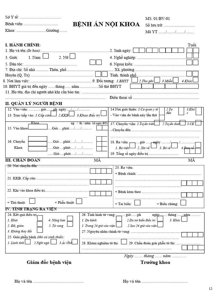 Benh An Noi Khoa | PDF