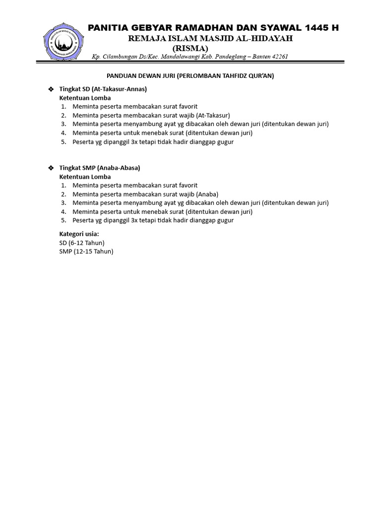 PANDUAN DEWAN JURI | PDF