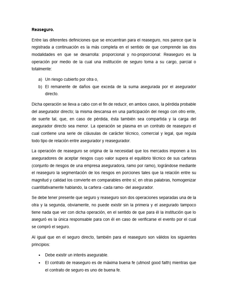 Reaseguro | PDF | Seguro | Reaseguro