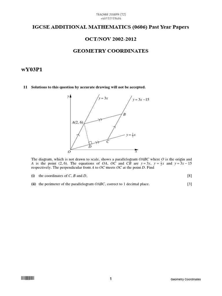 Igcse Addmaths Pyq - Coordinate Geometry (Winter) MS | PDF | Circle ...