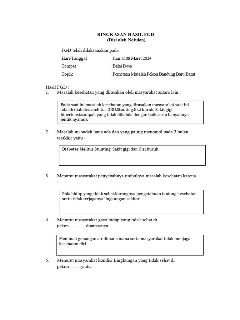 Ringkasan Hasil FGD | PDF