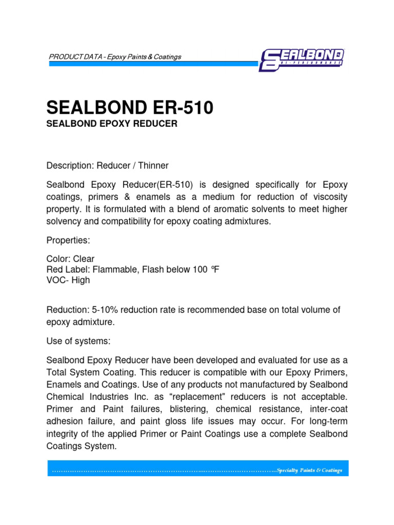 SEALBOND Epoxy Reducer | PDF | Epoxy | Paint