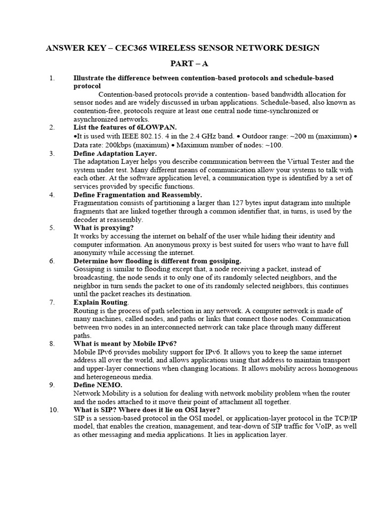 ANSWER KEY Cec 365 | PDF | Computer Network | Osi Model