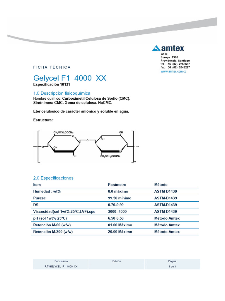 Ficha Técnica Gelycel F1 4000 XX Esp 10131 | PDF