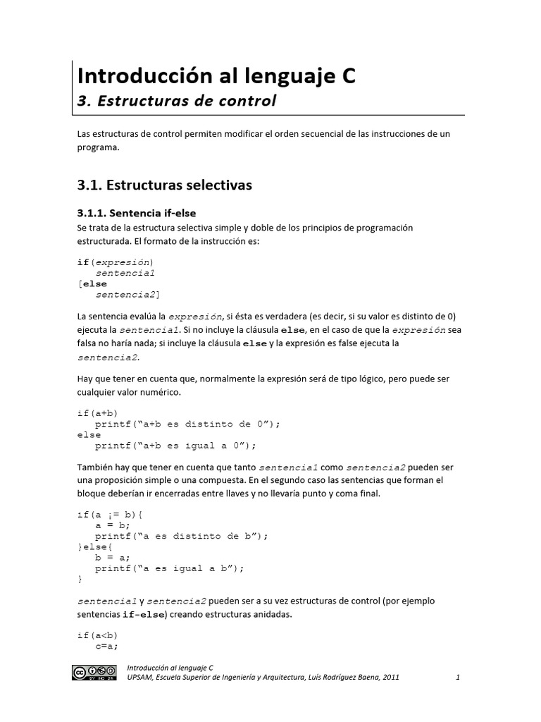 Estructuras de Control en C: Guía Completa | PDF | Flujo de control ...