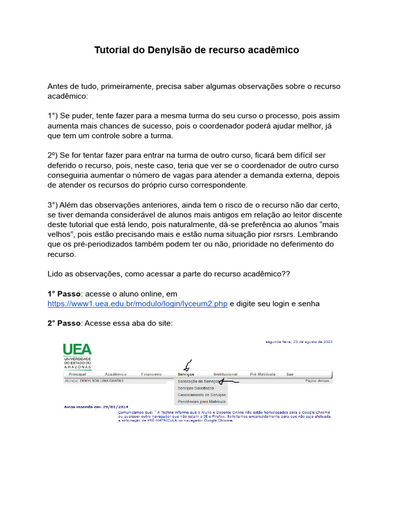Tutorial Do Denylsão de Recurso Acadêmico | PDF | Computadores | Tecnologia e Engenharia