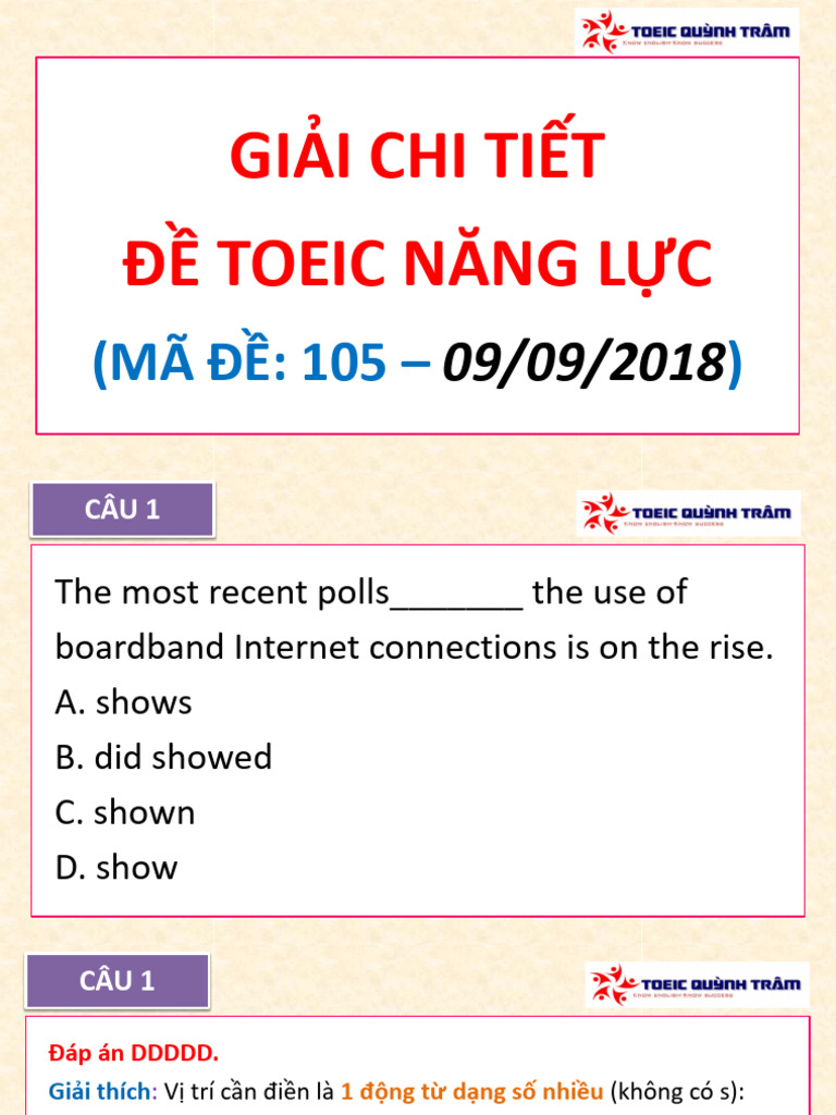 Đề Toeic Bách Khoa 9.9.2018 | PDF