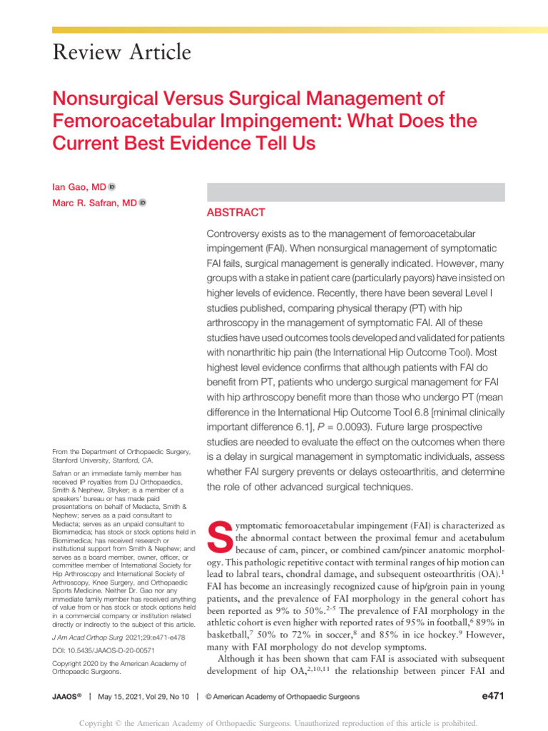 Nonsurgical Versus Surgical Management Of.3 | PDF | Surgery | Orthopedic Surgery