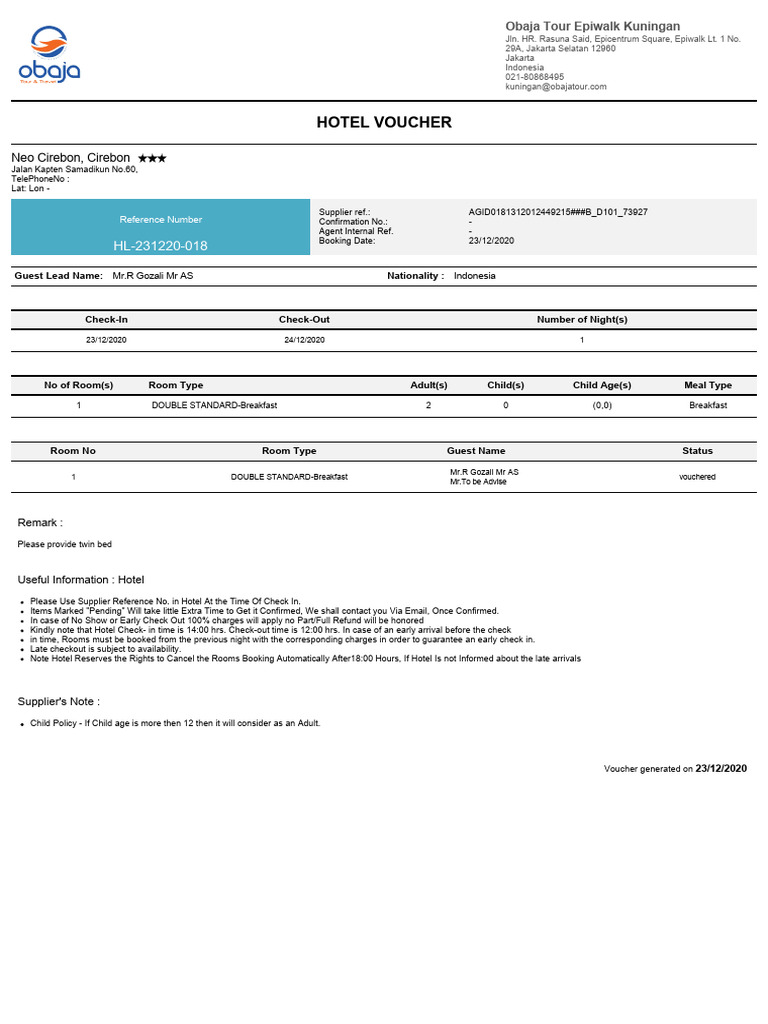 Voucher | PDF | Hospitality Industry | Hotel