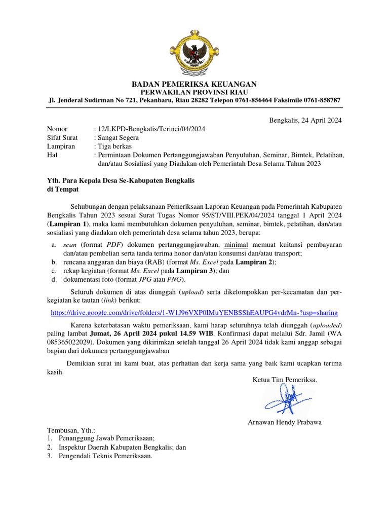 A.12 - Surat Permintaan Dokumen SPJ Penyuluhan, Seminar, Bimtek ...