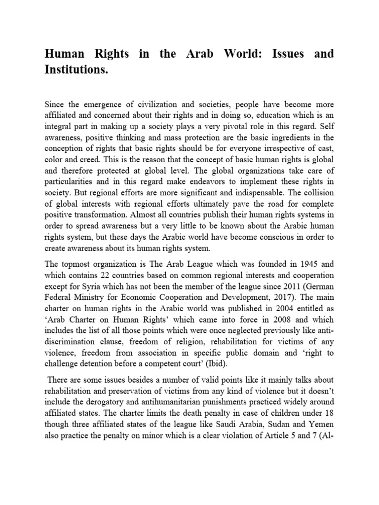Human Rights in The Arab World | PDF | Human Rights | Children's Rights