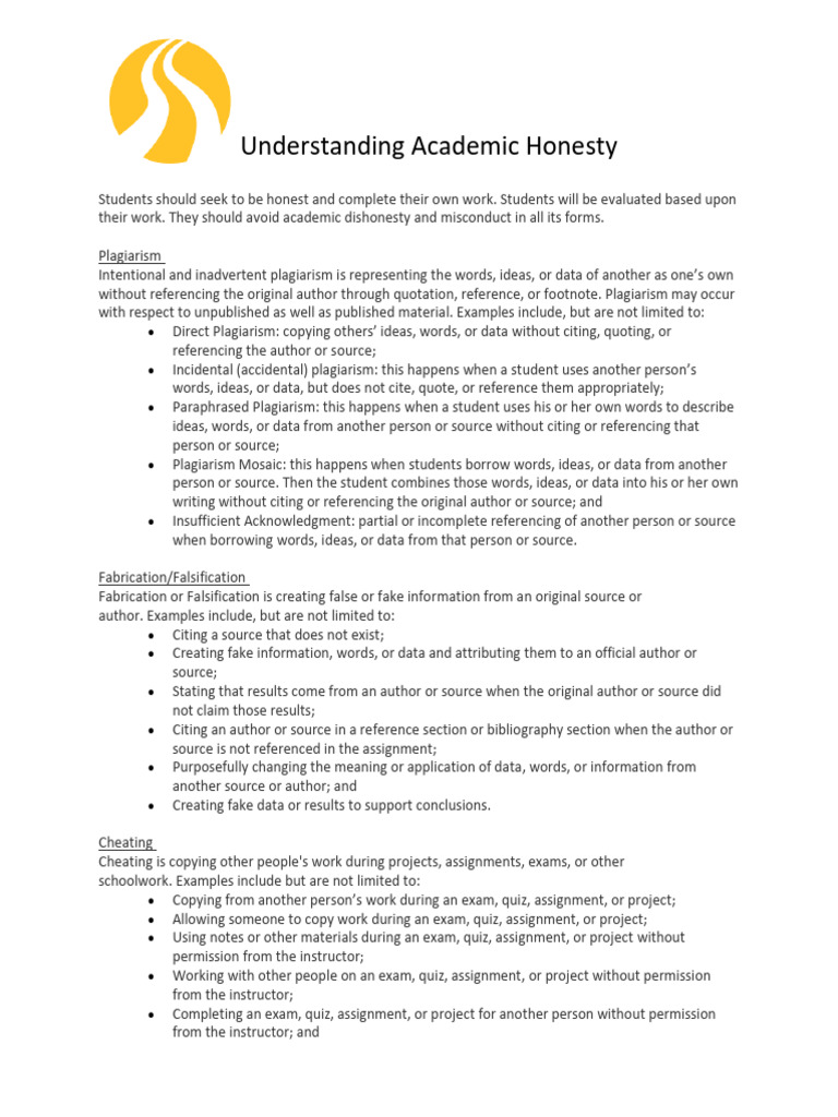Understanding Academic Honesty | PDF | Plagiarism | Academic Dishonesty