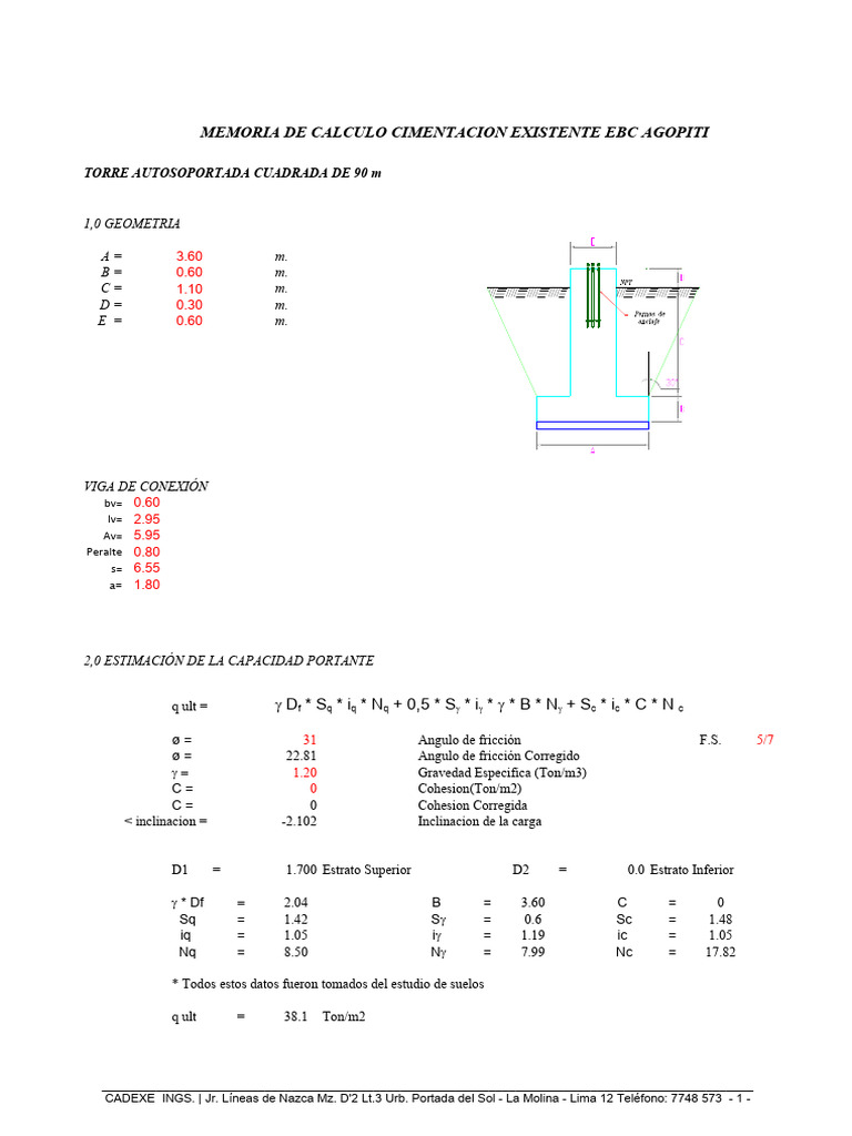 Cimentacion Existente Torre Autosoportada Cuadrada Ebc Agopiti | PDF ...