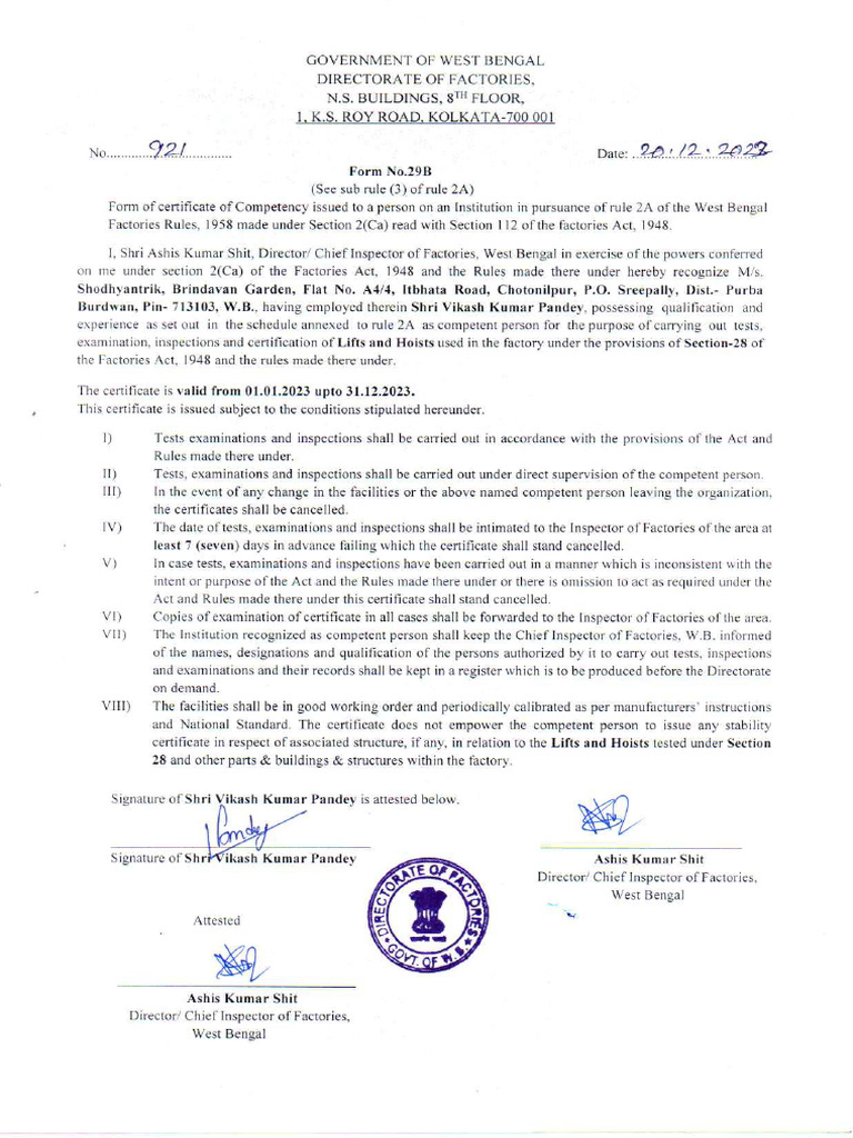 Competency Licence 20230001 | PDF