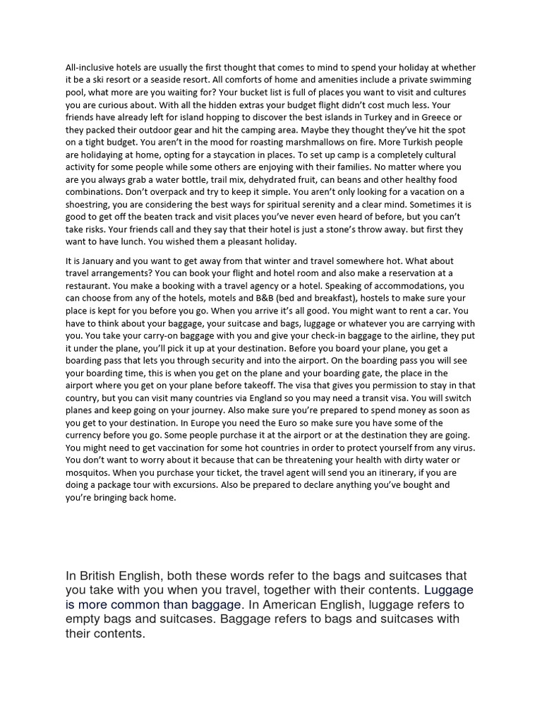 Speaking Text | PDF | Baggage | Resort