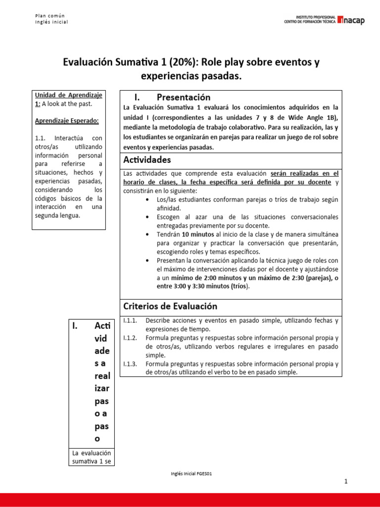 ES1 - FGES01 Instrucciones | PDF | Evaluación | Cognición