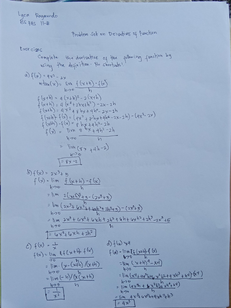 PROBLEM SET_DERIVATIVES | PDF