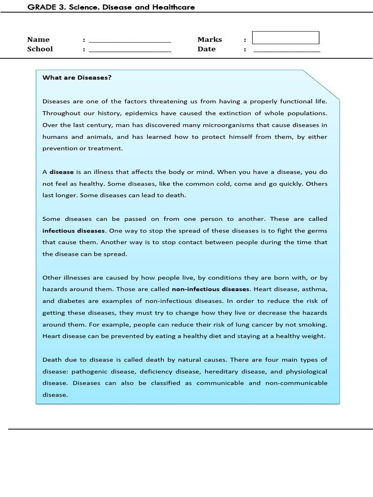 Science. Grade 3. Disease and Healthcare | PDF | Virus | Infection