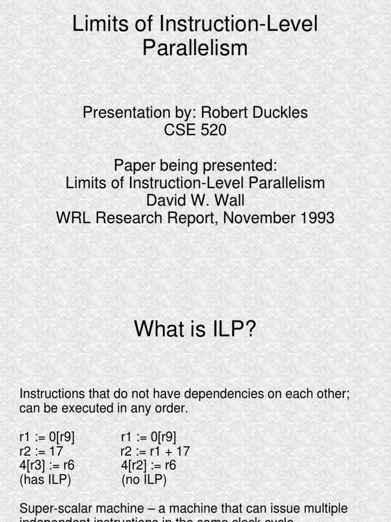 Limits Of Instruction Level Parallelism Pdf Parallel Computing