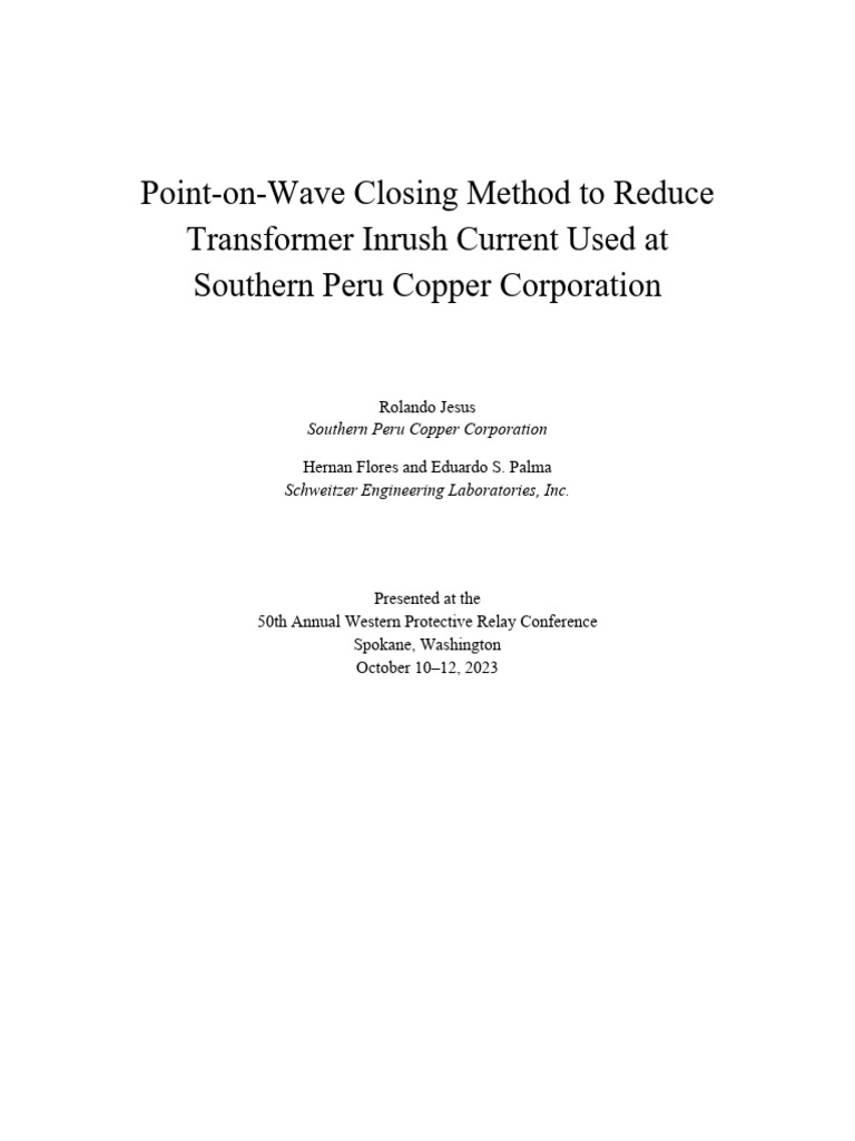 Reduce Transformer Inrush Current | PDF | Transformer | Electrical Substation