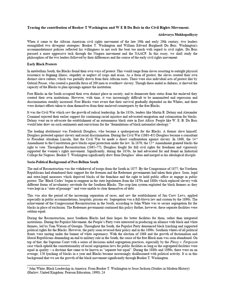 Booker T Washington and W E B Du Bois | PDF | W. E. B. Du Bois ...