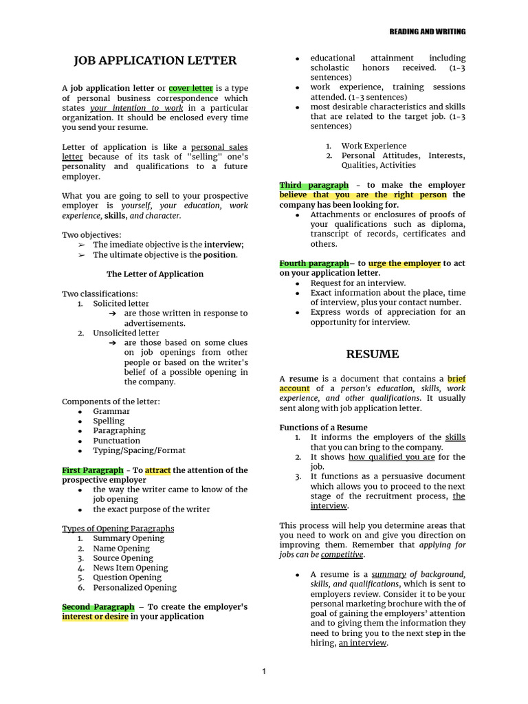 Reading and Writing Reviewer 1 | PDF | Résumé