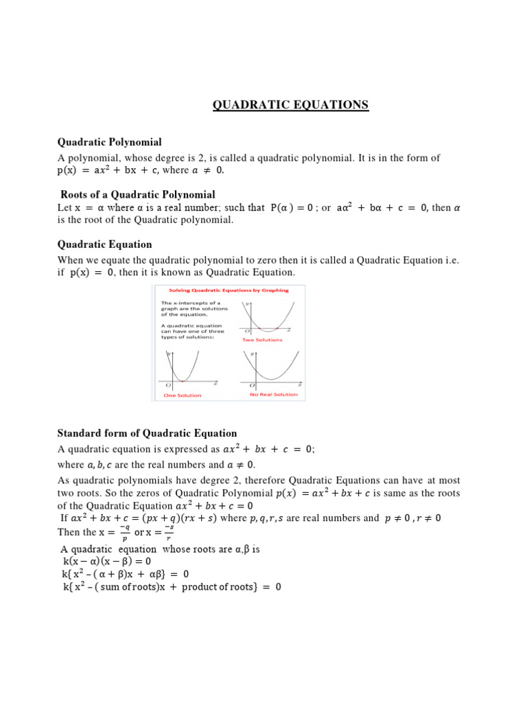 Understanding Quadratic Equations | PDF | Quadratic Equation | Polynomial