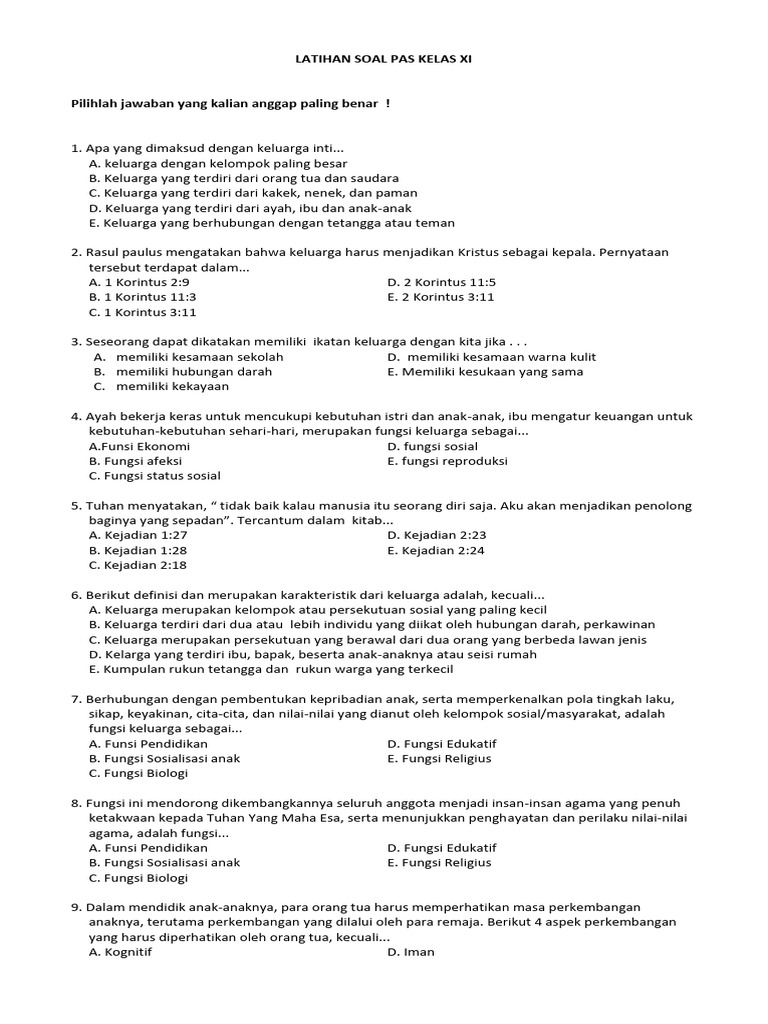 Latihan SOAL PAS-XI | PDF