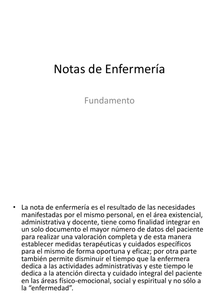 Notas de Enfermería | PDF | Historial médico | Enfermería