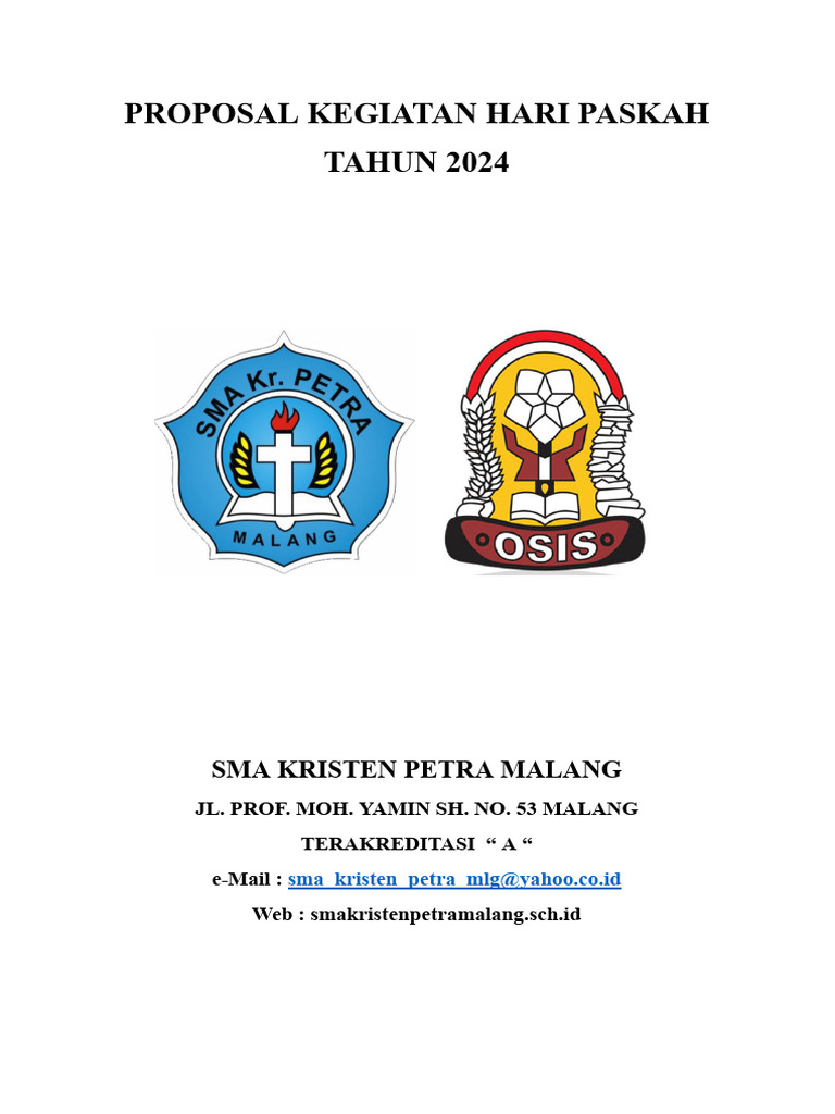 Proposal Paskah SMA Kristen Petra 2024 | PDF