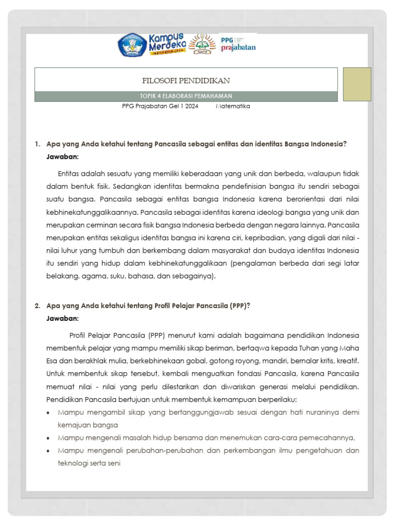 Pancasila: Fondasi Pendidikan Indonesia | PDF | Karier & Perkembangan
