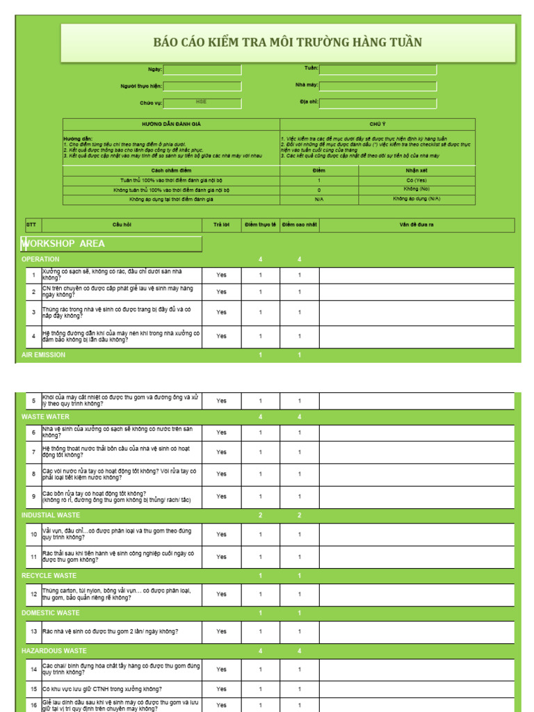 Checklist Kiem Tra MT Của Factory Hang Tuan | PDF