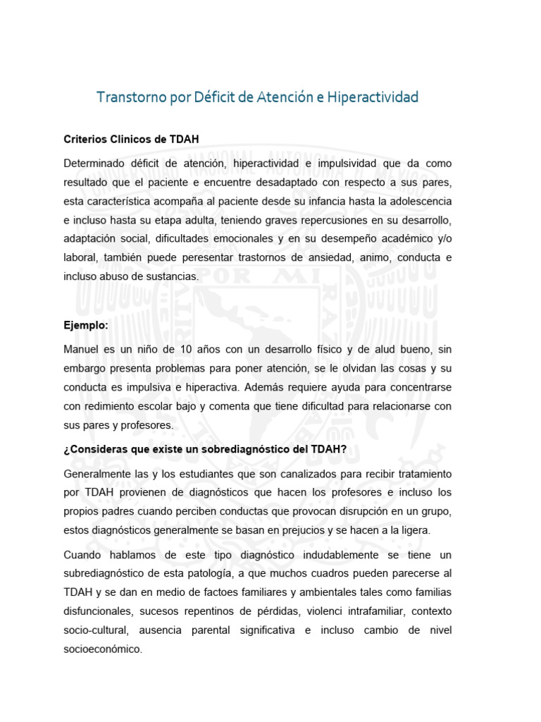 Transtorno Por Déficit de Atención | PDF | Desorden hiperactivo y deficit de atencion ...