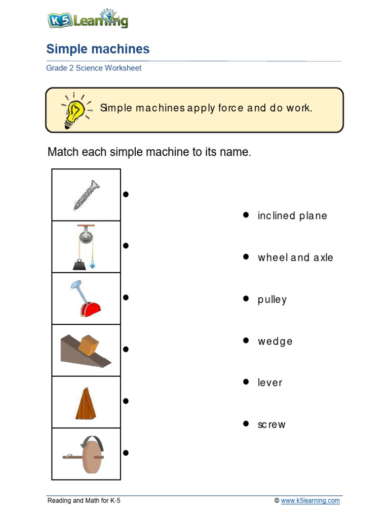 Simple Machines Worksheet | PDF