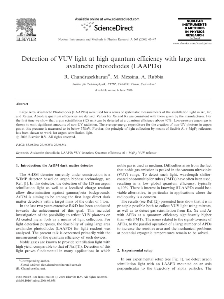 Detection of VUV Light at High Quantum Efficiency A | PDF | Ultraviolet ...