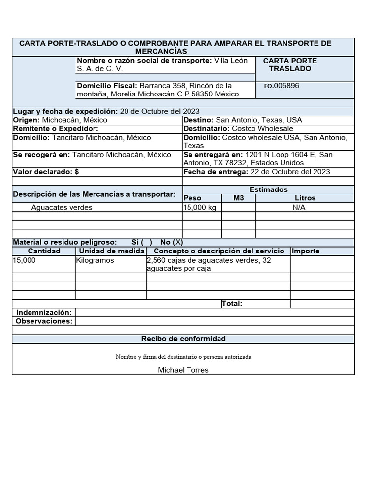 Carta Porte | PDF