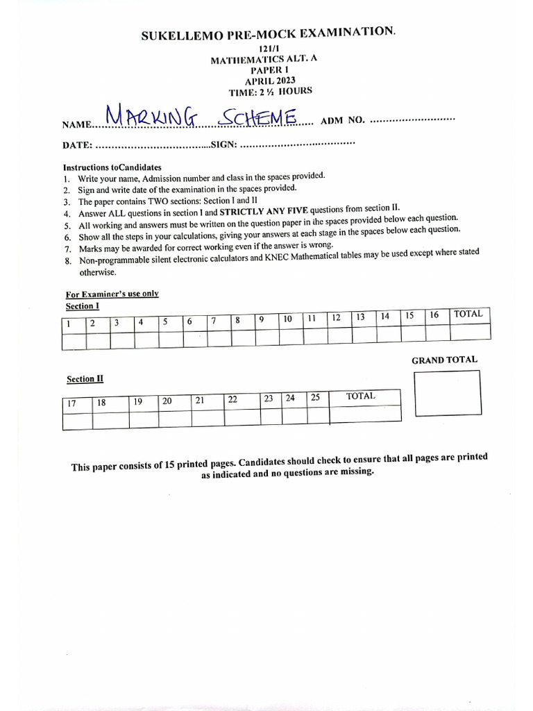 Maths PP1 MS | PDF