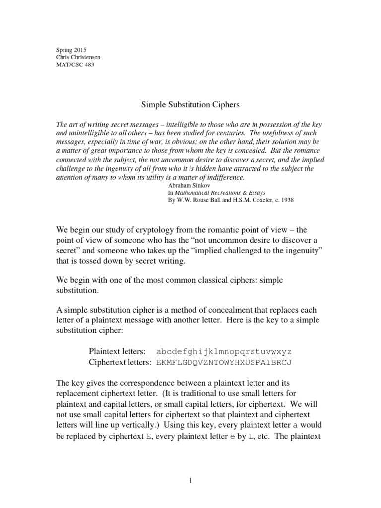1402 Simple Substitution and Caesar Cipher | PDF | Cryptanalysis ... 1402 Simple Substitution and Caesar Cipher | PDF | Cryptanalysis ...