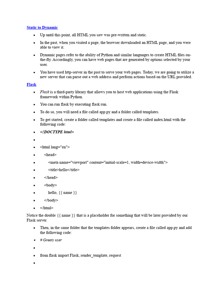 Week9 Flask Note Pdf World Wide Web Internet Web