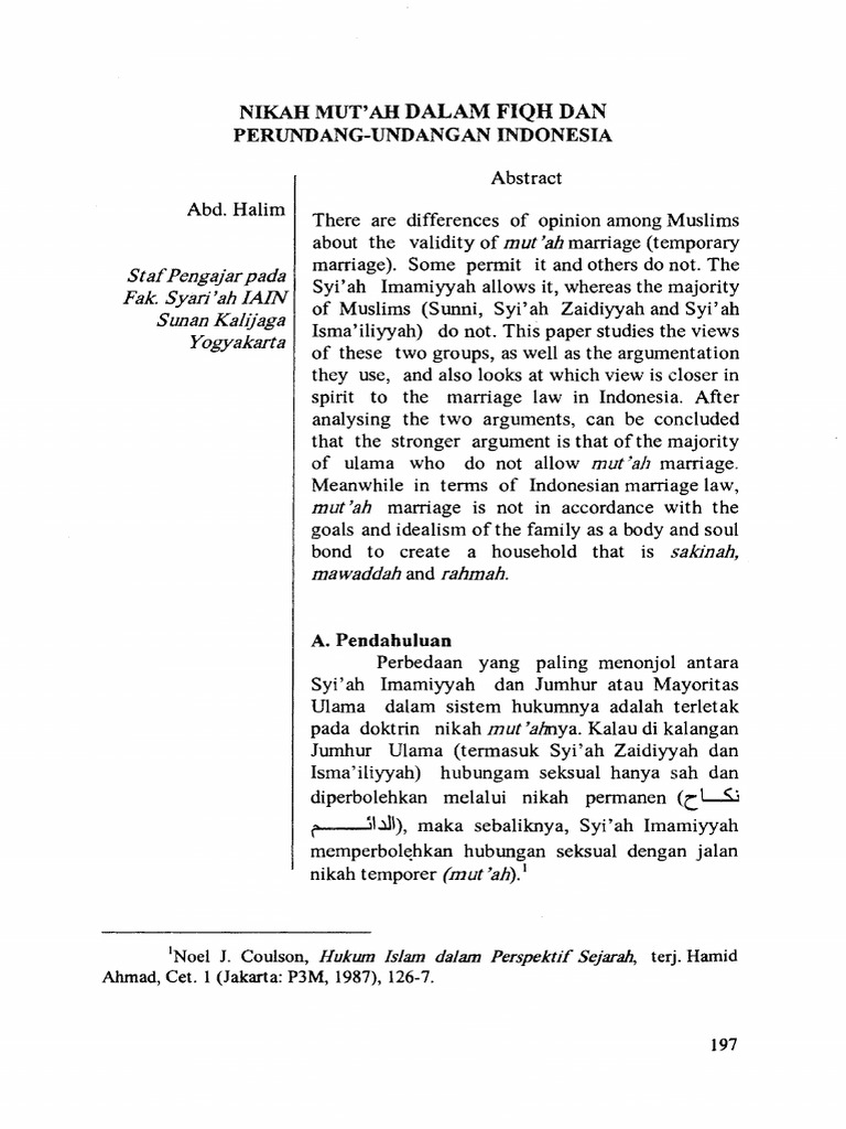 Nikah Mutah Dalam Fiqh Dan Perundang-Undangan Ind | PDF