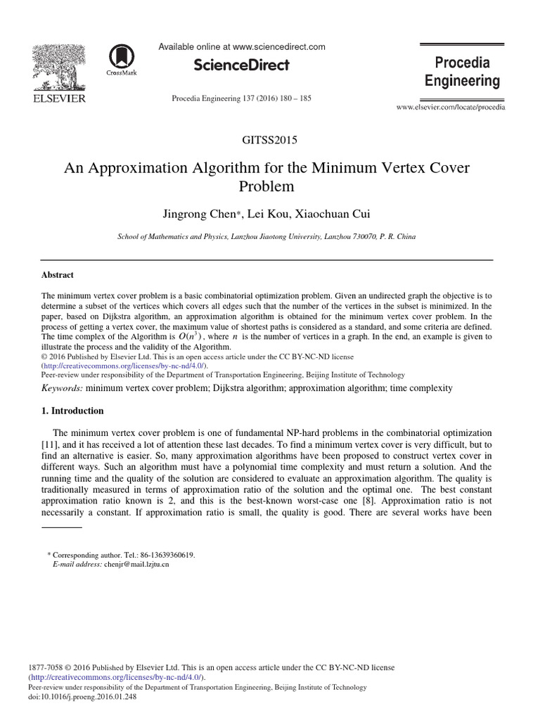 An Approximation Algorithm For The Minimum Vertex Cover Problem | PDF ... An Approximation Algorithm For The Minimum Vertex Cover Problem | PDF ...