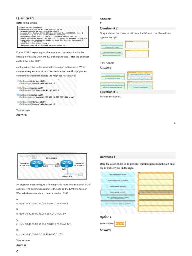 Ccna Dumps | PDF | Ip Address | I Pv6