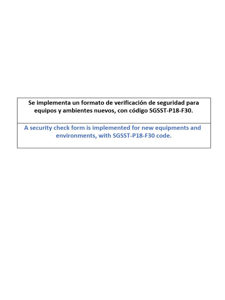2E. A Security Check Form Is Implemented For New Equipments and ...