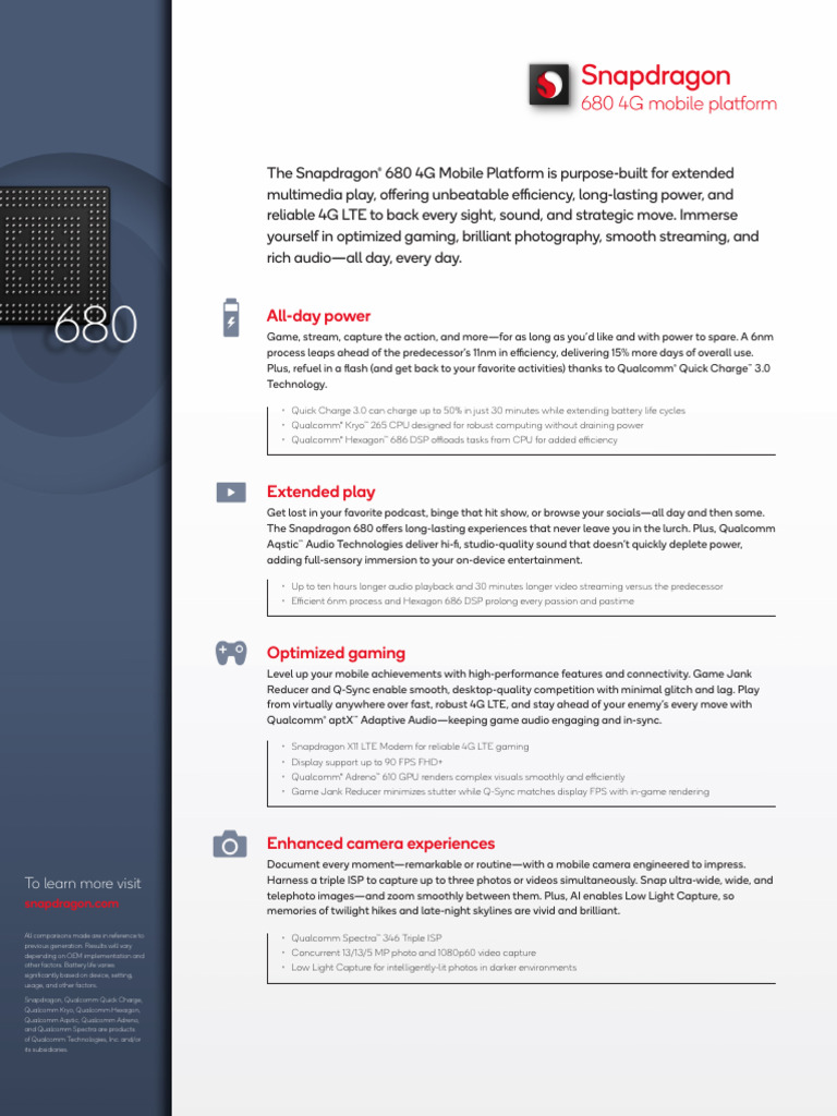Product Brief - Snapdragon 680 4g Mobile Platform | PDF | Wi Fi | Ieee 802.11