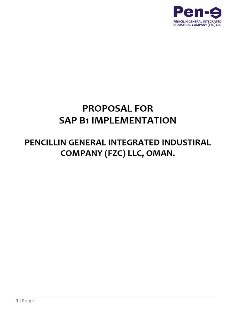SAPB1 Proposal For PEN G | PDF | Payments | Depreciation