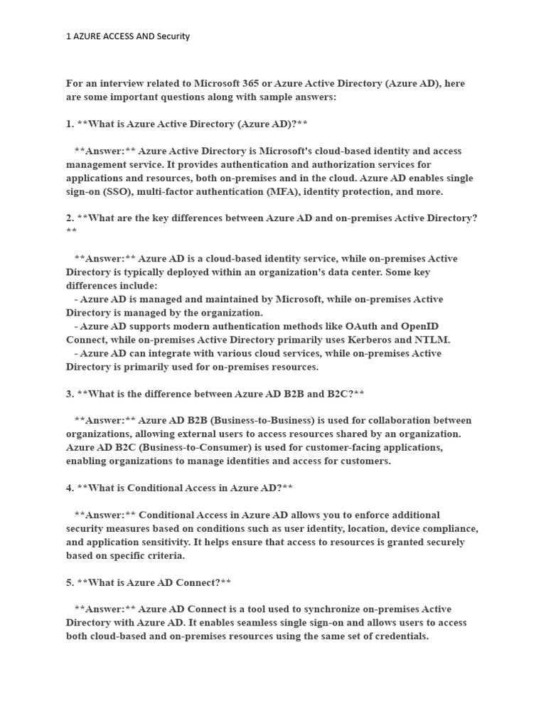 AZURE ACCESS AND Security | PDF | Active Directory | Cloud Computing