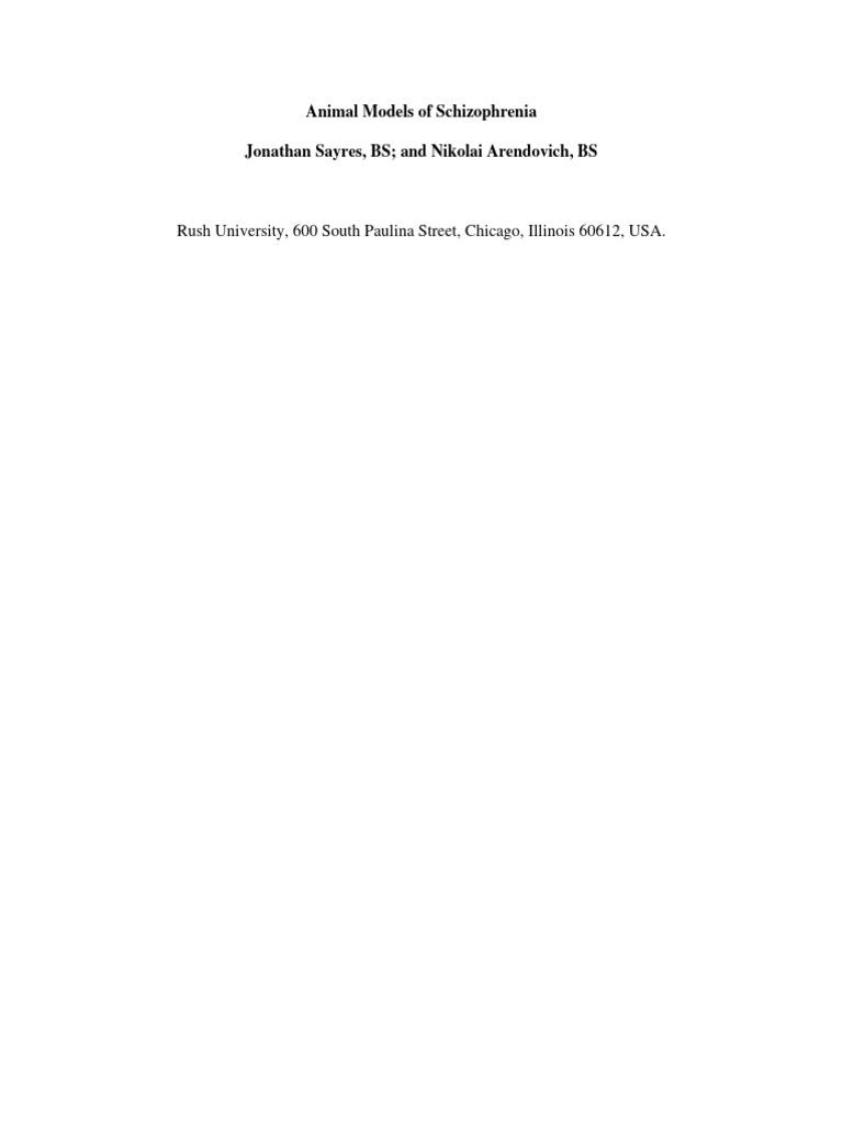 Animal Models of Schizophrenia | Download Free PDF | Schizophrenia ...